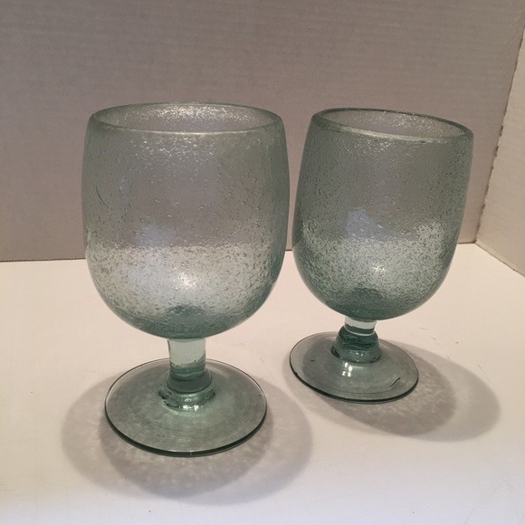 Dining | Pair Of Primitive Hand Blown Bubble Glass | Poshmark